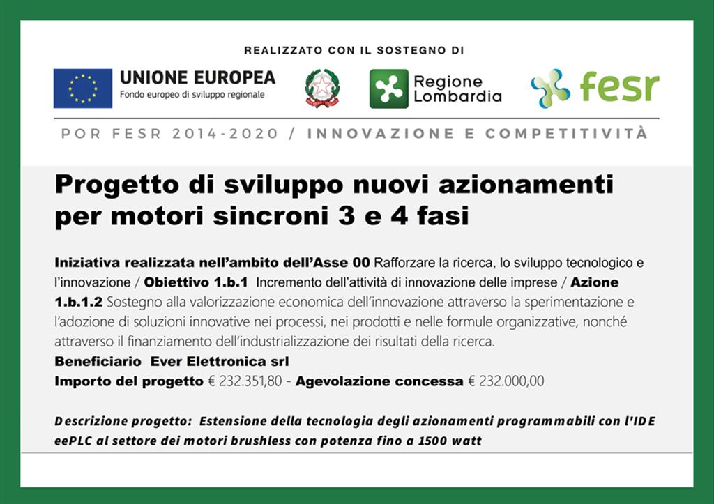 Development of new drives in the POR FESR 2014-2020 project